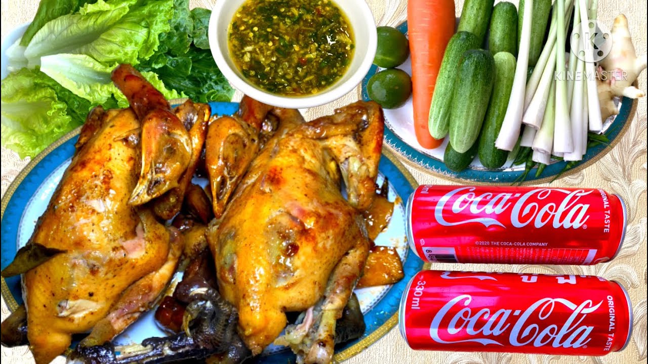 #PichCooking#មាន់ដុតកូកា Roasted Chicken and CoCacola 구운 닭고기와 코카콜라|Pich ...