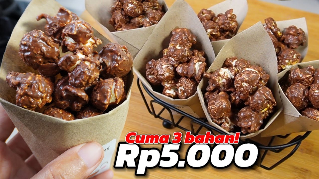 CUMA 3 BAHAN JADI JAJANAN LARIS YG NYOKLAT BGT | Popcorn coklat untuk ...