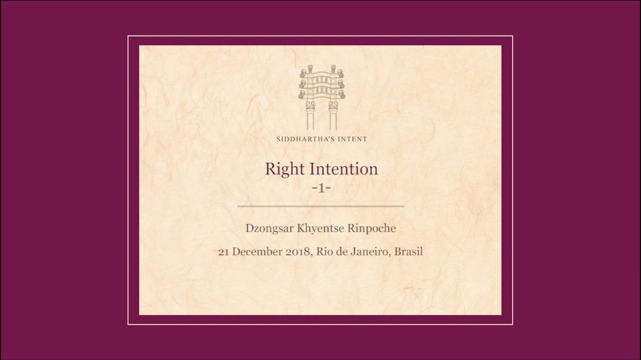 Right Intention - Part 1 - YouTube