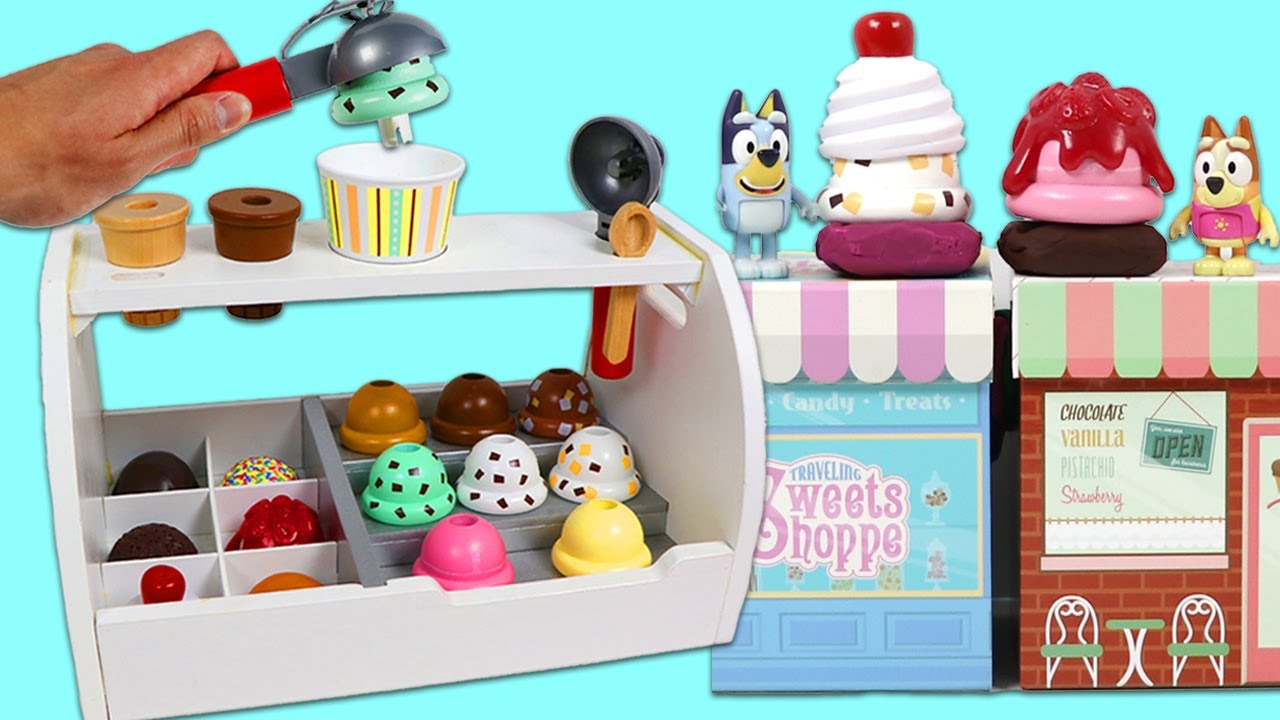 Bluey Opens Waffle & Ice Cream Scoop Dessert Shop! - YouTube