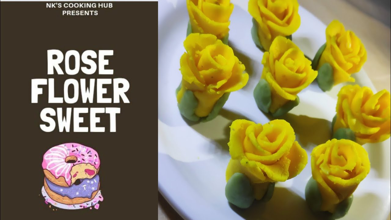 Rose Flower Sweet | Only 4 Ingredients Sweet Recipe | By Nk - YouTube