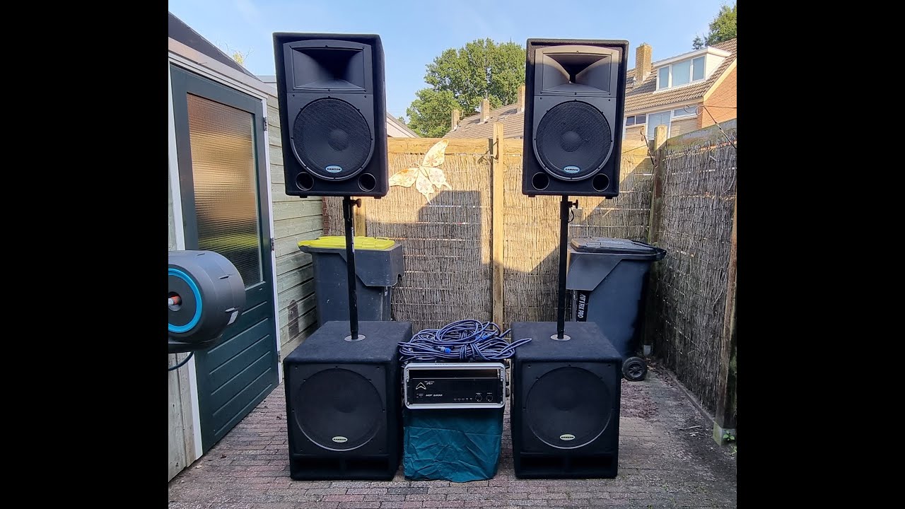 Samson Resound RS15 RS18S Wharfedale MP1800 Speaker setup PA test pa ...