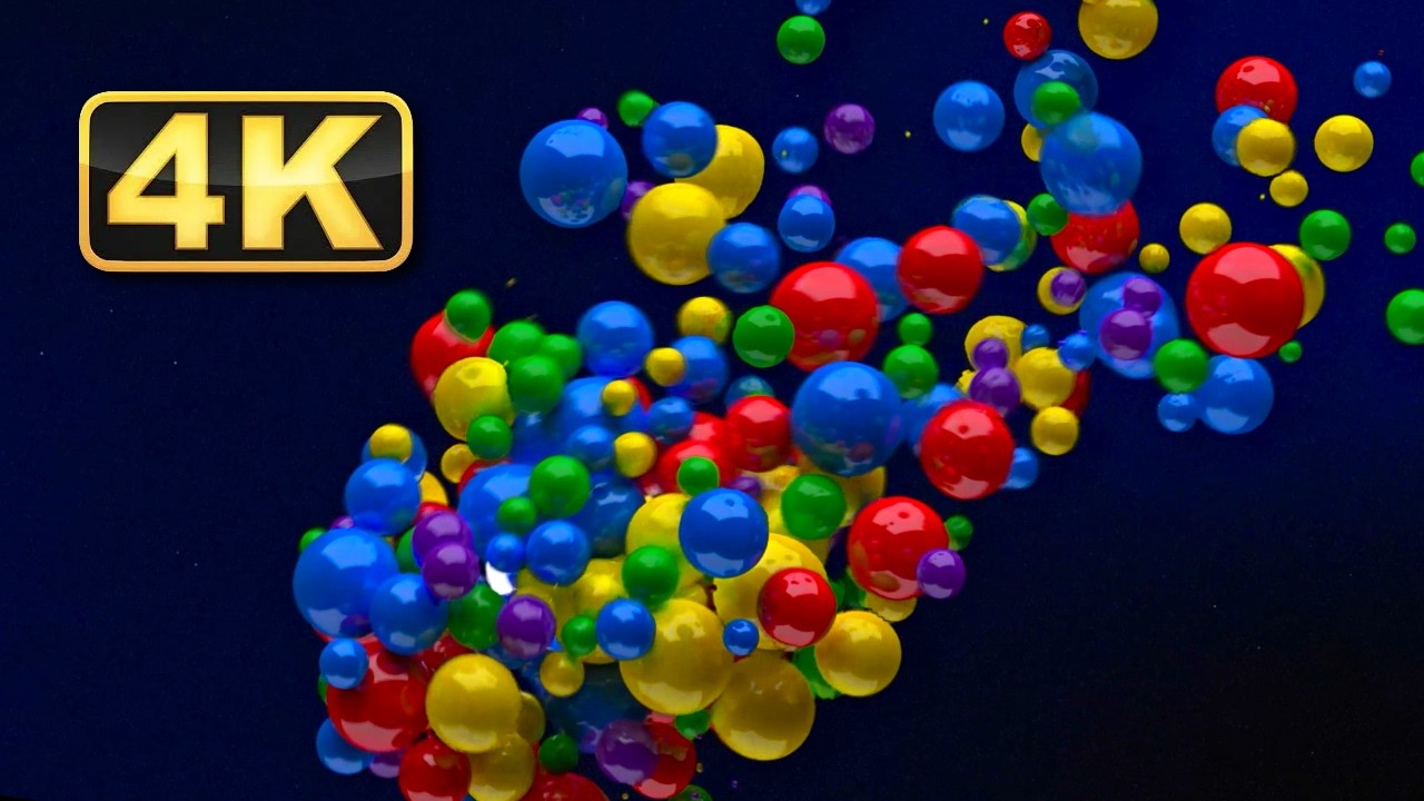 4K Abstract Swarm of Colored Balls with Relaxing Music! 1 Hour Calming ...