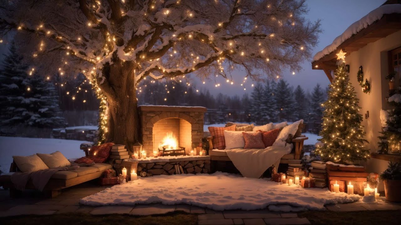 Cozy Snowy Winter Ambience | Fireplace & Nature Sounds - YouTube