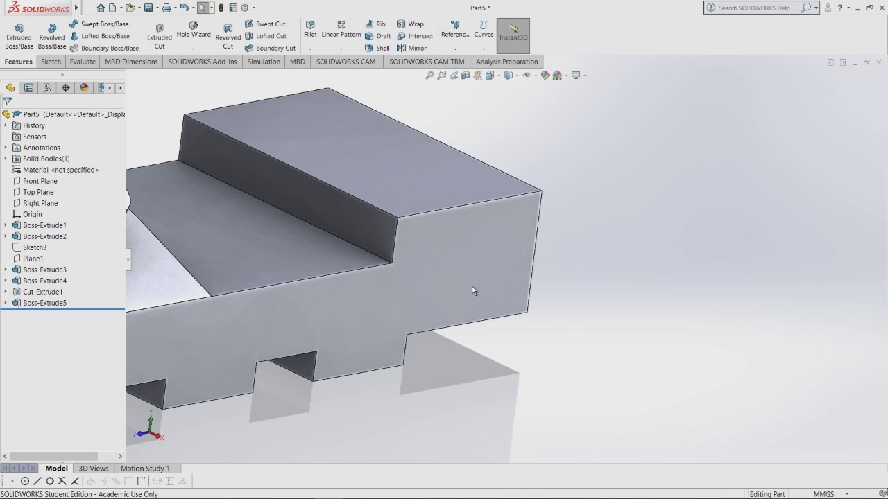 Exercise 5 3D Object using Solidwork 2019 - YouTube