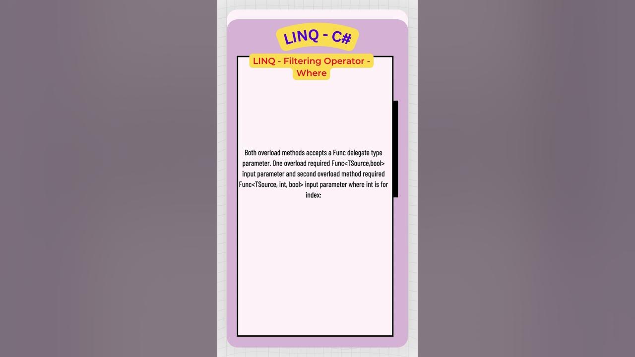 #10 LINQ Filtering Operator Where - YouTube