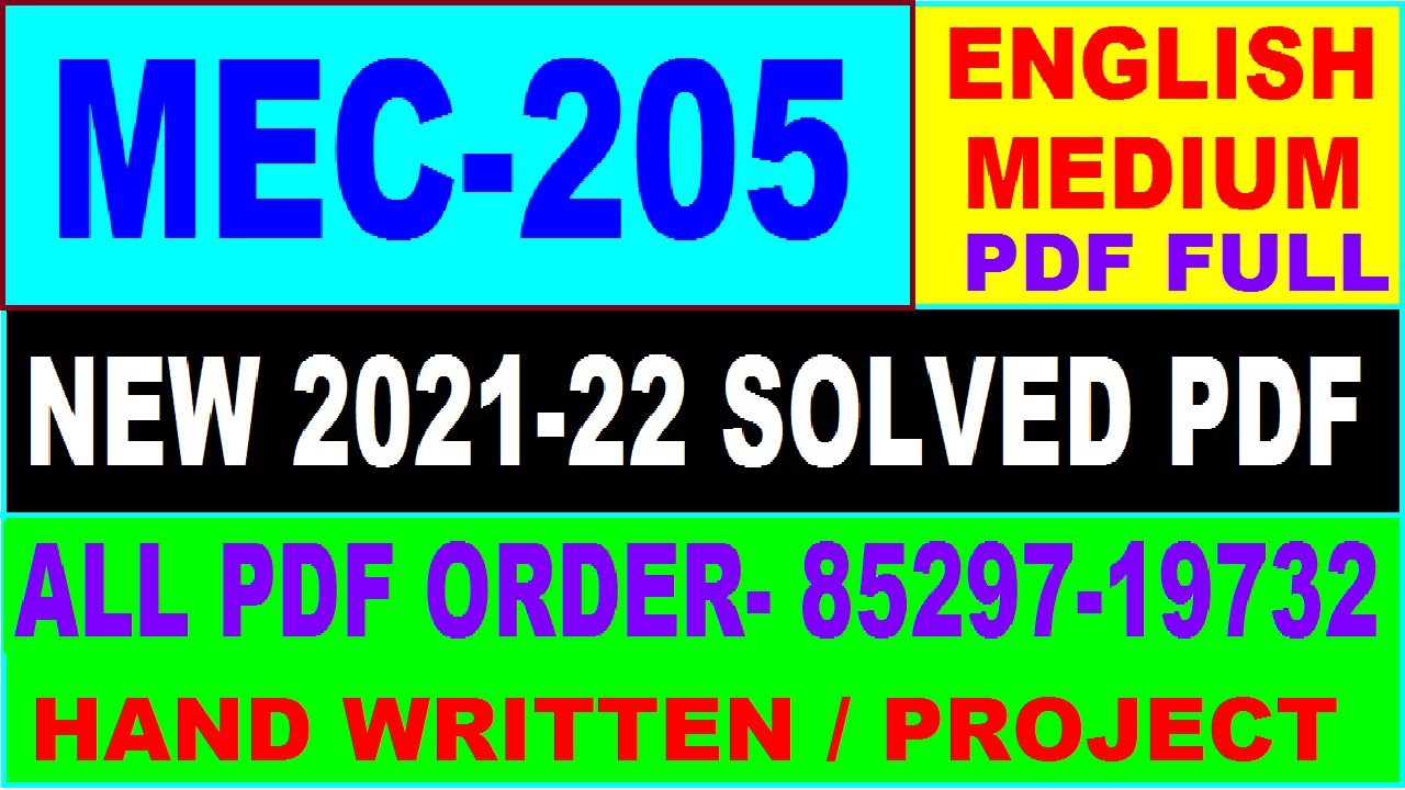 mec 205 solved assignment 2021-22 / mec 205 solved assignment in ...