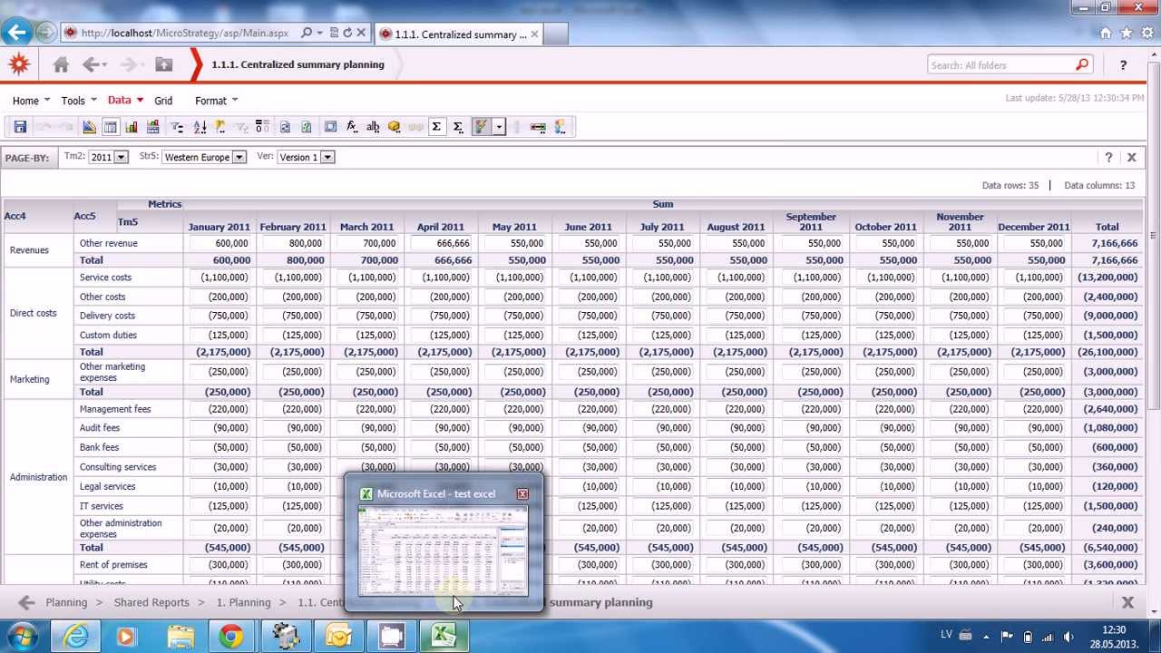 MicroStrategy Budgeting in Excel - YouTube