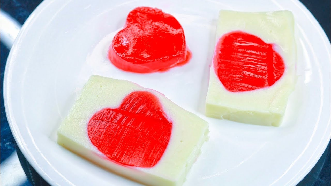 Hidden Heart Jello Pudding | Inside Heart Pudding Dessert | Beard ...