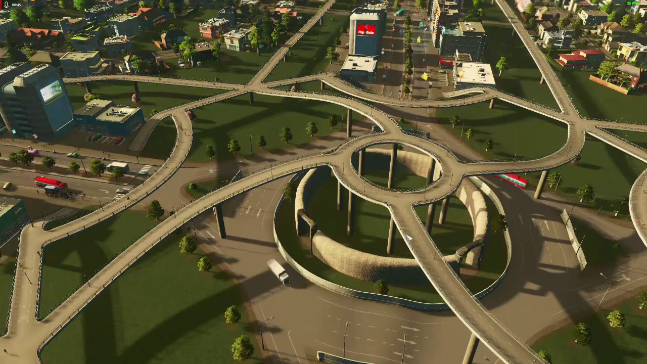 Cities Skylines: Urban Roundabout with Path - YouTube