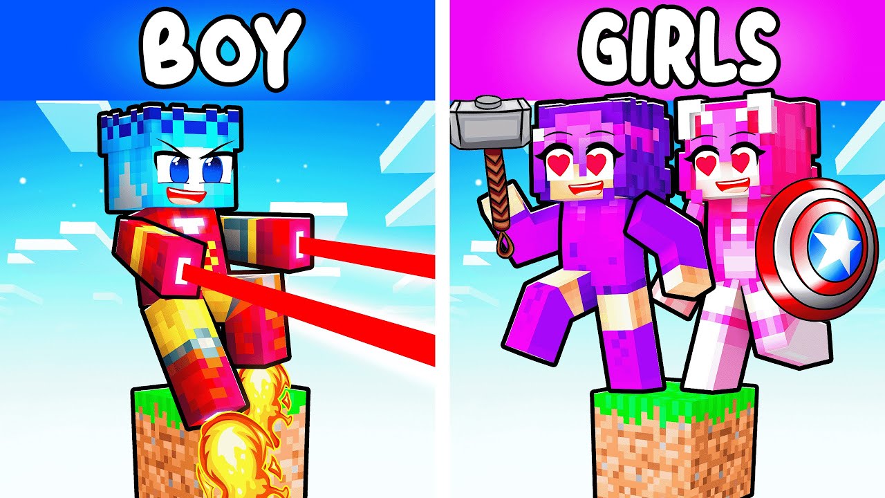 One BOY SUPERHERO BLOCK vs One FANGIRL Block in MInecraft! - YouTube