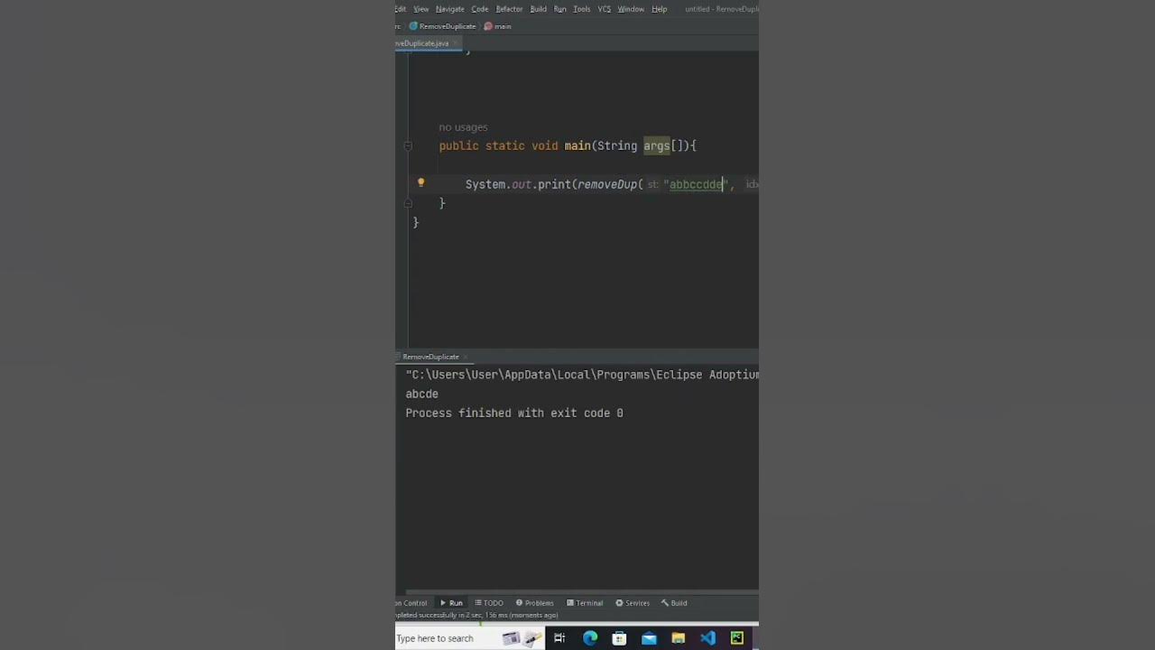 Remove Duplicate Elements Of String Using Recursion Java Recursion Shorts Strings