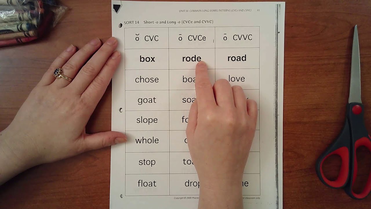Long vowel sort #3- short o, long o, oddball - YouTube