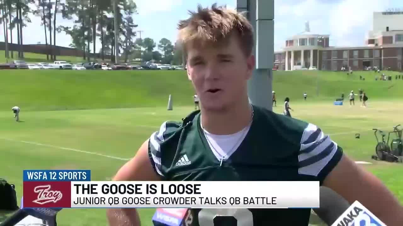 Goose Crowder talks QB battle at Troy - YouTube