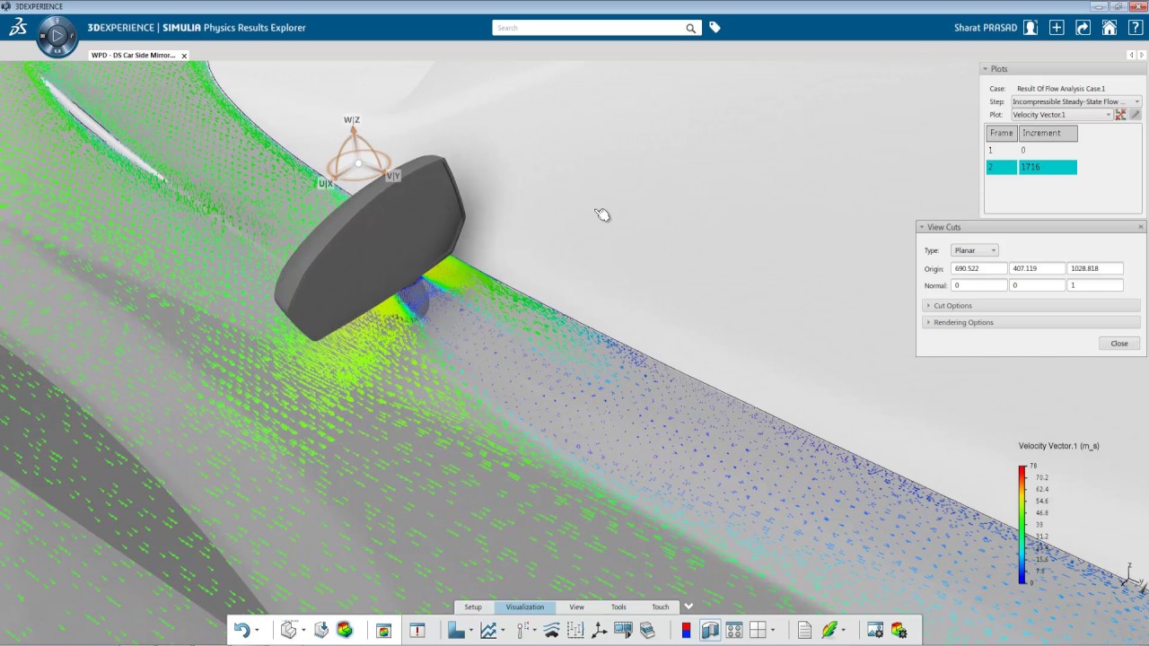 SIMULIA Automotive side mirror aerodynamics results - CFD - YouTube