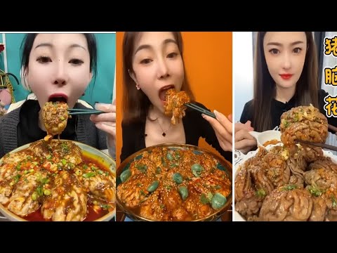 Spicy pig brain eating chinese asmr - YouTube