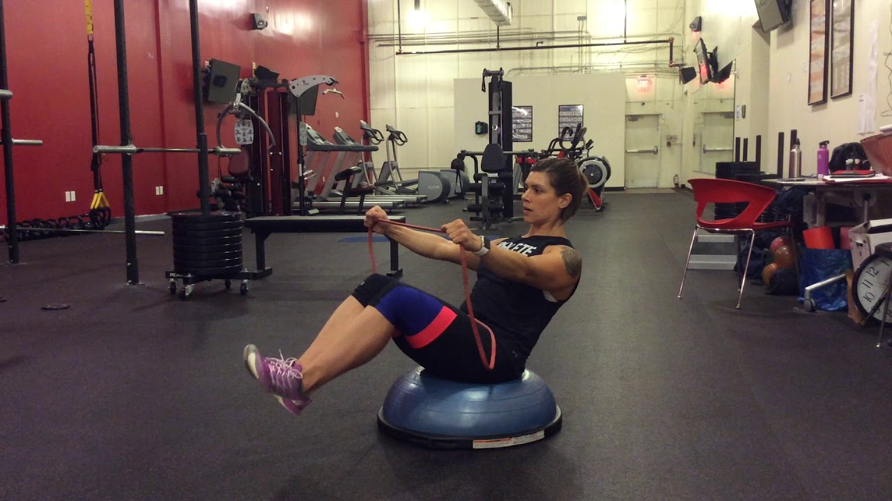 Band Pull Apart Balancing on BOSU - YouTube
