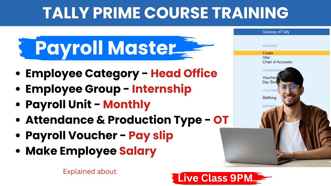 Tally Prime Payroll Master Full Tutorial | Create Pay Slip & Salary in ...