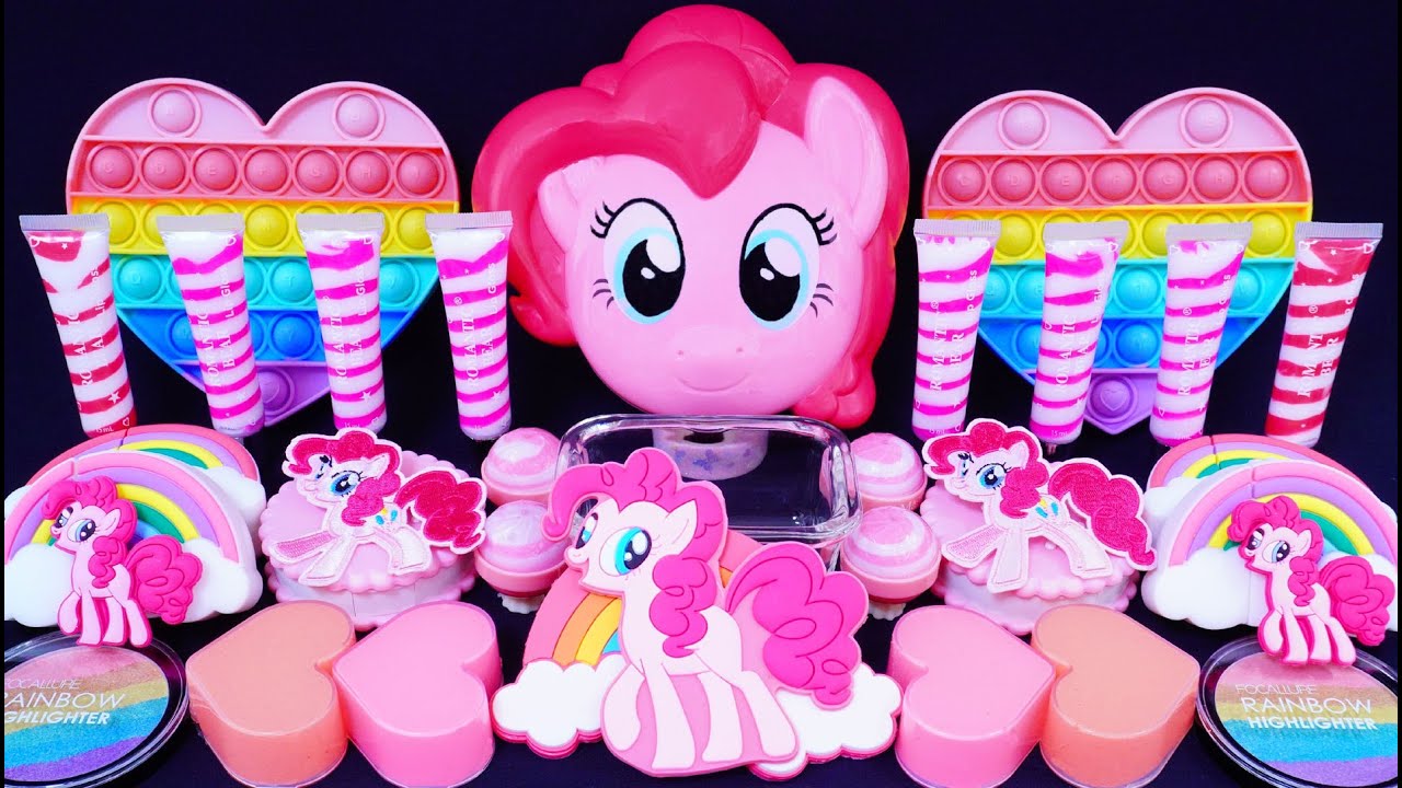 "Pinkiepie" Slime.My Little Pony Mixing Makeup into clear slime ...