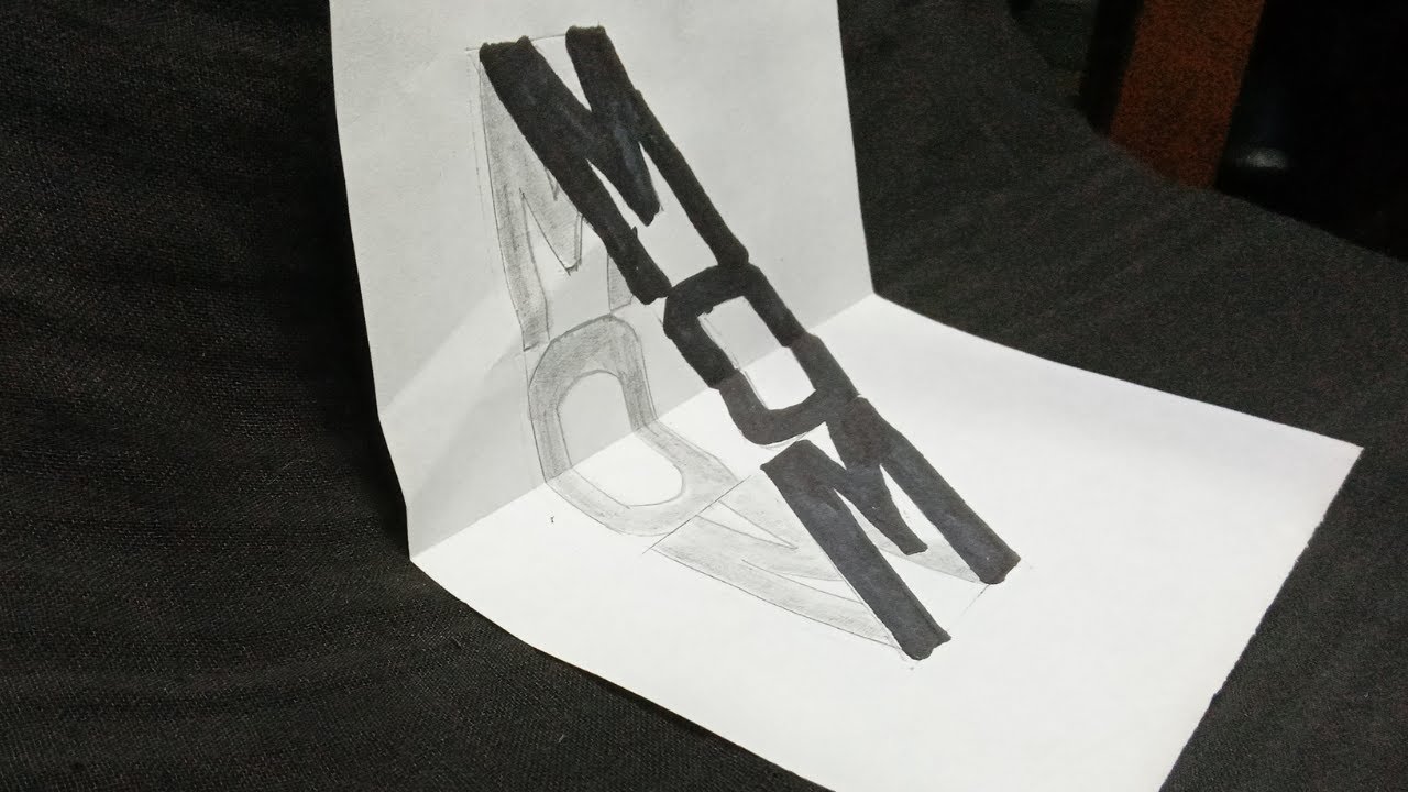 How to 3d art Mom | How to draw 3d trick art on paper easy | - YouTube