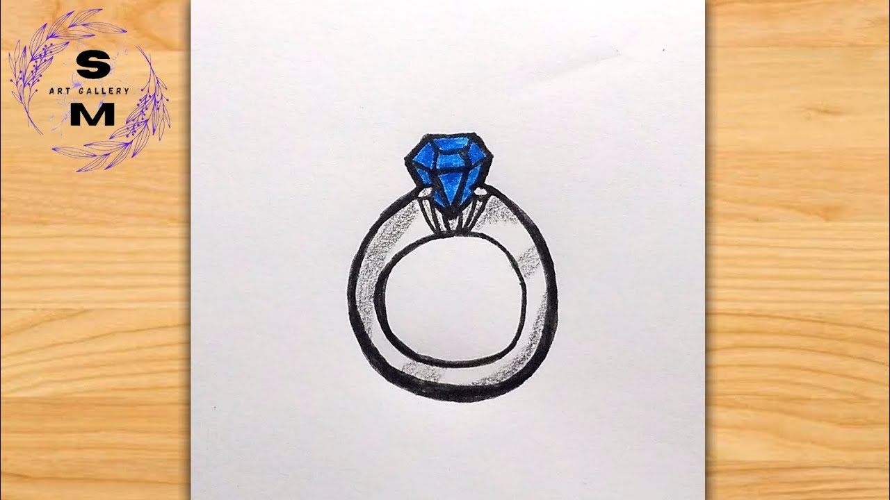 Diamond Ring Drawing | Easy Ring Drawing | Kids Drawing - YouTube