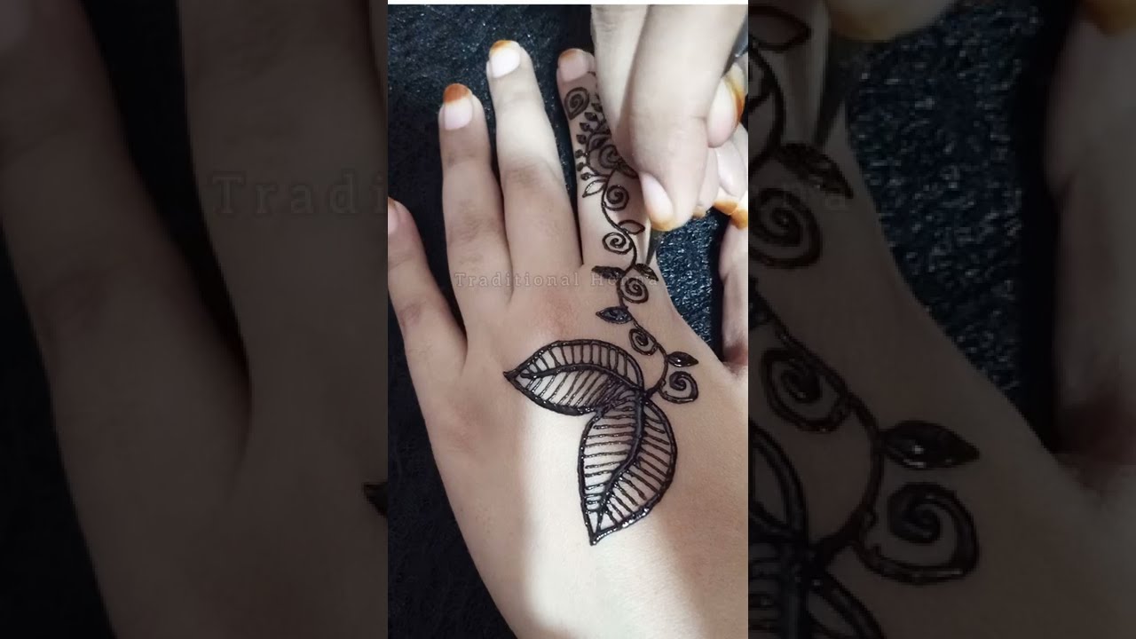 Most decent leaf bail design for girls 😍🍃/ New leaf bail henna design ️ ...