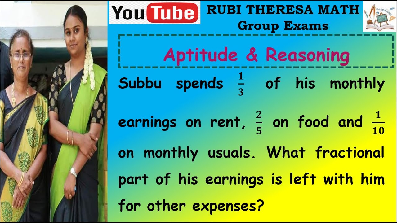 APTITUDE _ Reasoning _ Fractions _ Group exams math _Practice _ Sum 3 - YouTube