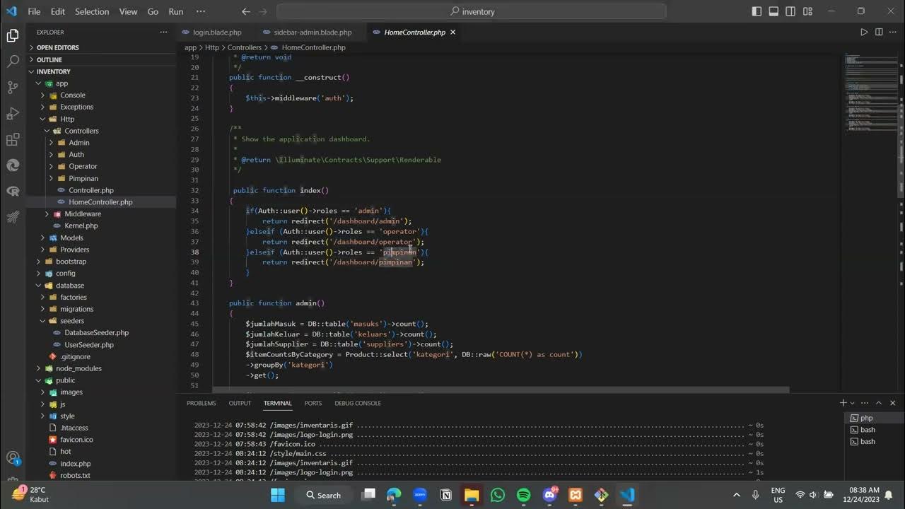 INVENTORY : app | HomeController.php - YouTube