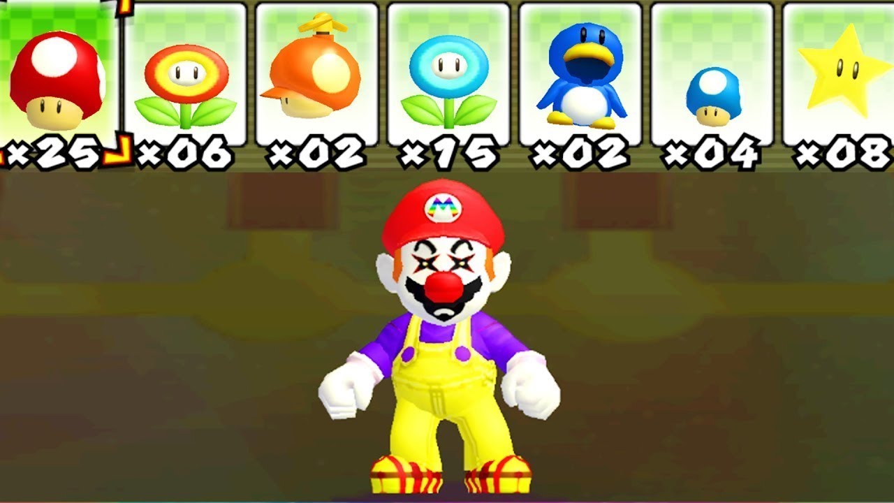 What happens when Happy Clown Mario uses Mario's Power Ups - YouTube