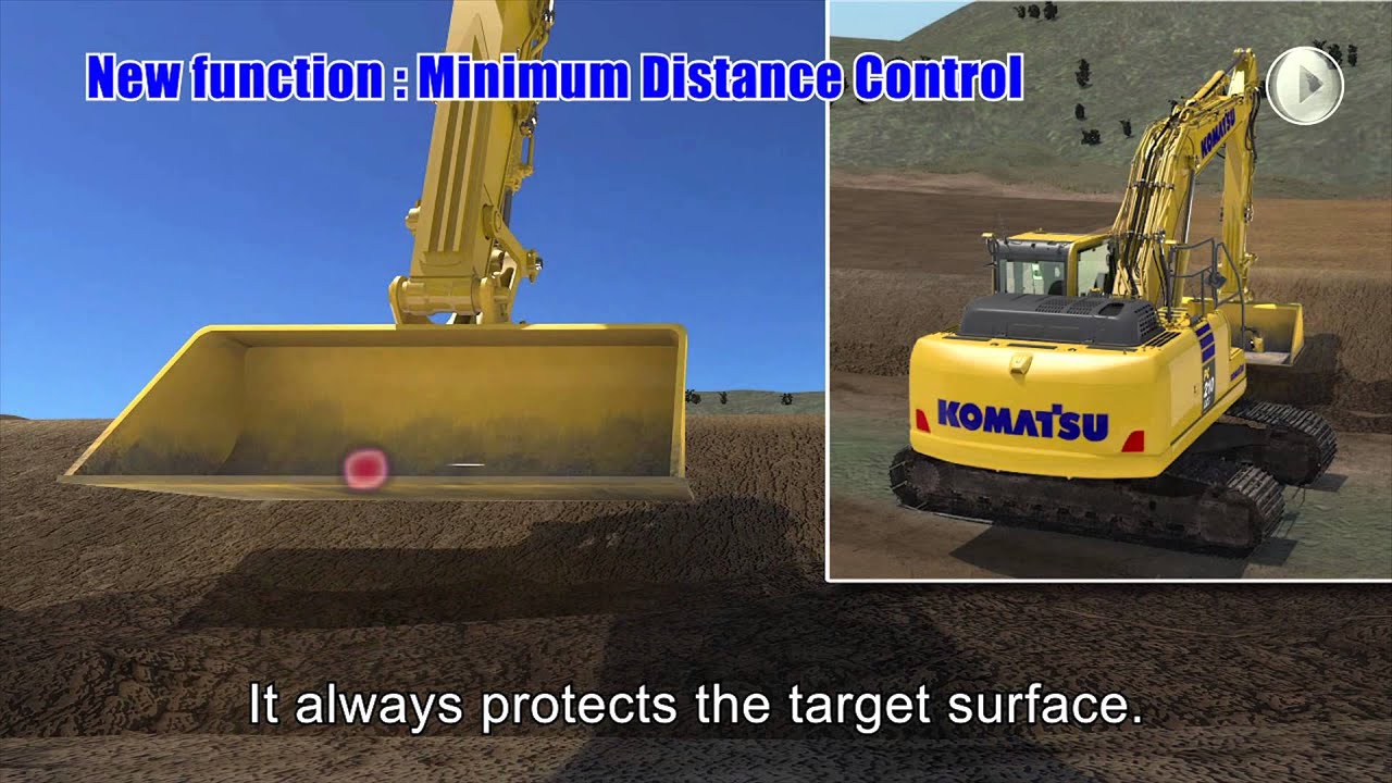 PC210LCi-10 semi-automatic grade control: how it works - YouTube