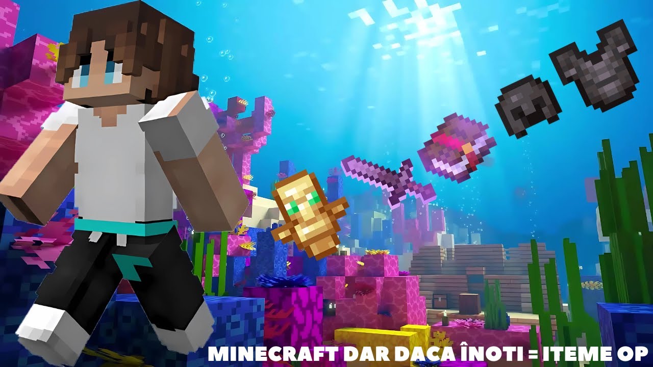 MINECRAFT DAR DACA ÎNOTI = ITEME OP - YouTube