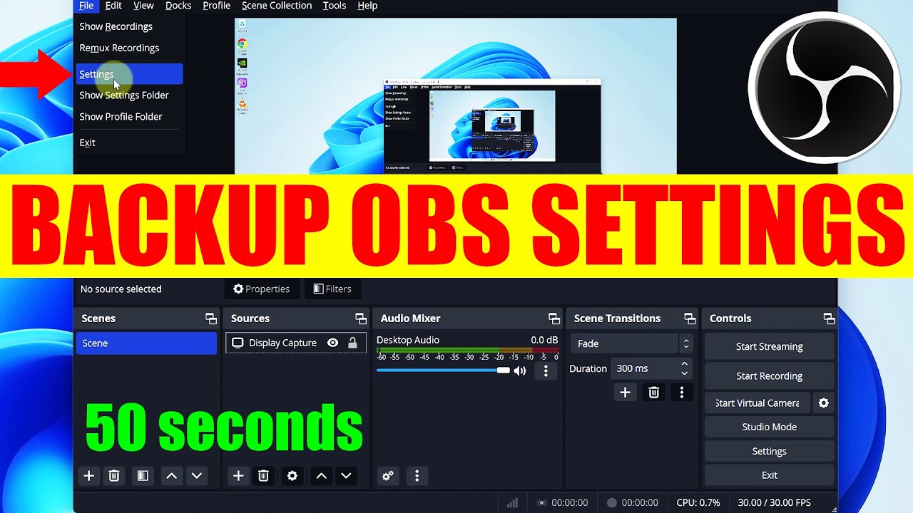 How to BACKUP OBS SETTINGS - YouTube