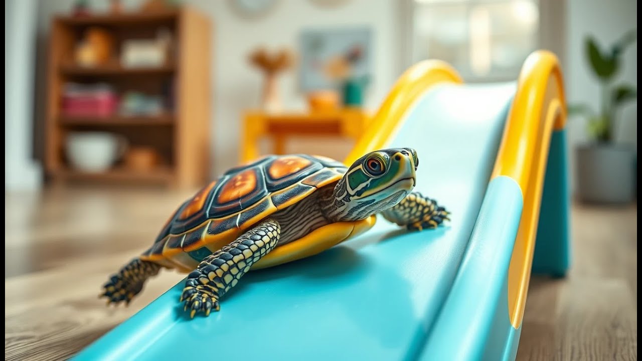 The Turtle playing ball, swing and slide - YouTube