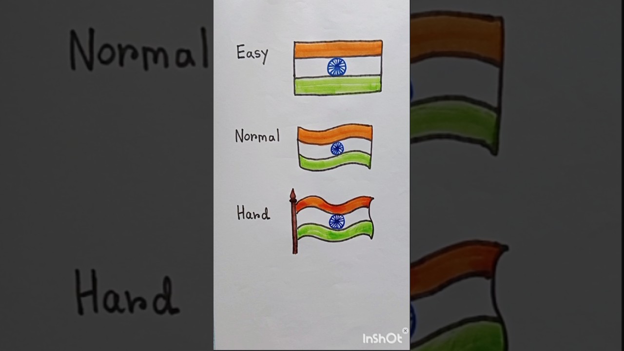Easy Normal Hard Flag Drawing 🇮🇳 #shorts #easydrawing #viral - YouTube