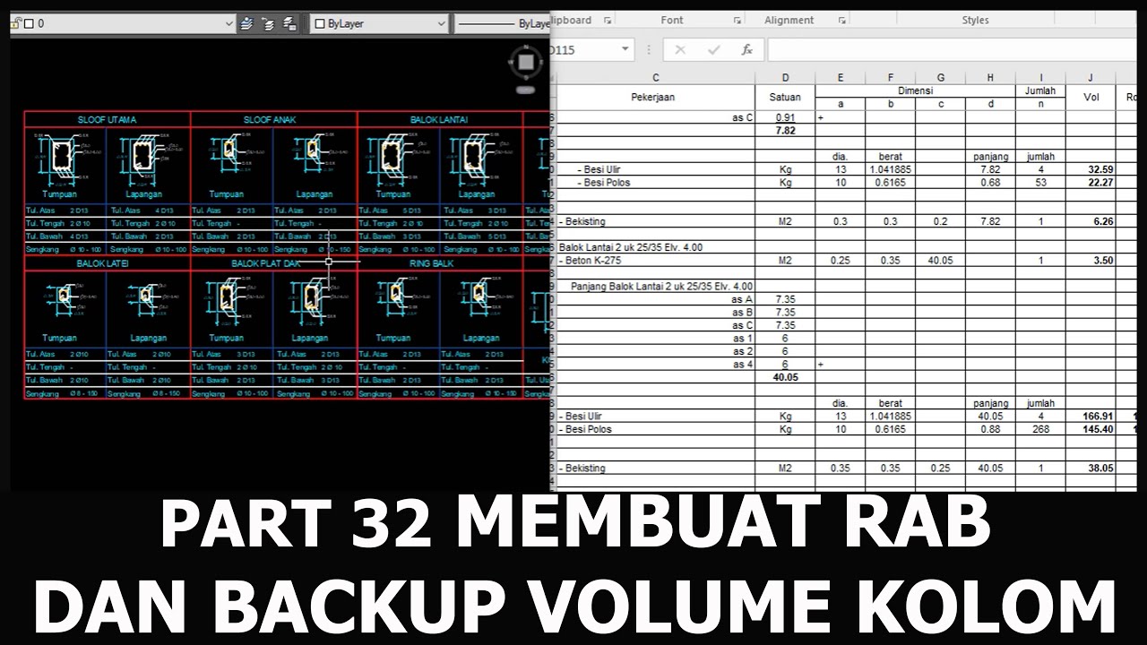 DESAIN RUMAH 2 LANTAI PART 32 MENGHITUNG RAB PEKERJAAN KOLOM - YouTube