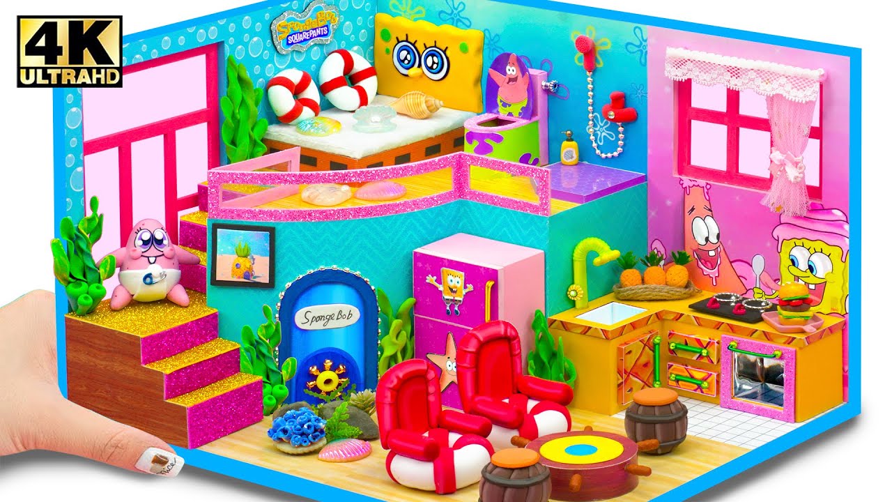 Build Amazing Spongebob Apartment with 4 Miniature Room from Cardboard ...