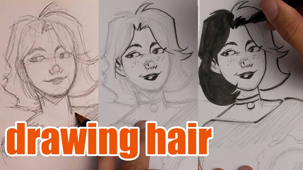 3 ways to draw HAIR for comic art and illustration - YouTube