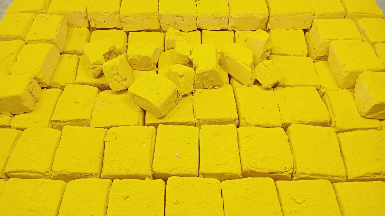 Golden blocks with Yellow Holi colour gym chalk mass crush | crunchy ...
