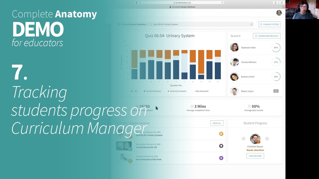 Tracking Students Progress on Curriculum Manager (Complete Anatomy ...