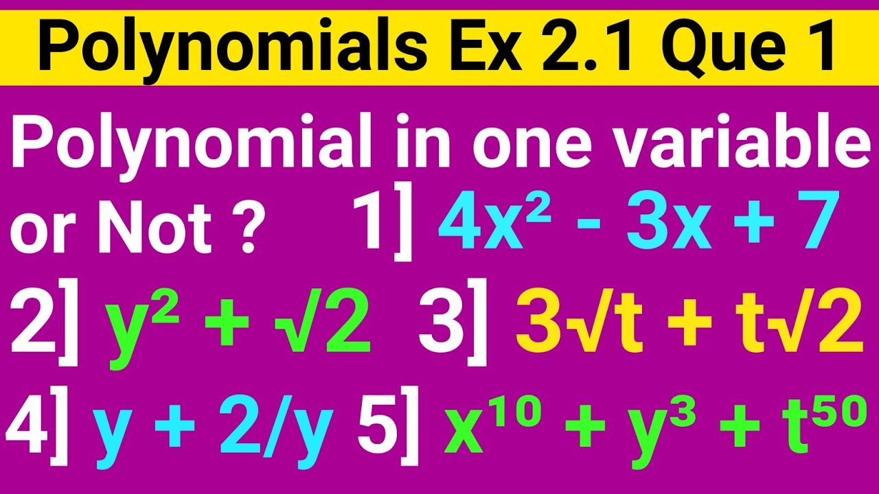 Which Of The Following Expressions Are Polynomials In One Variable And ...