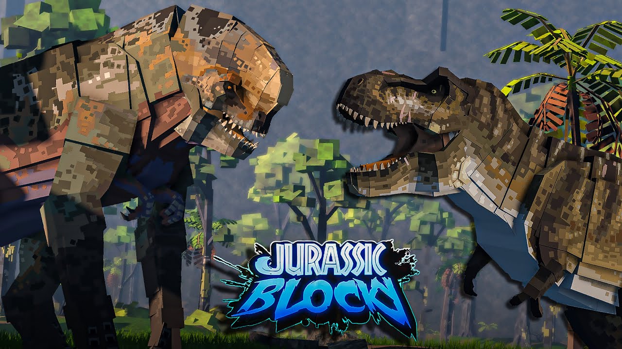 D-Rex vs T-Rex Rebirth Epic Battle | Jurassic Blocky - YouTube