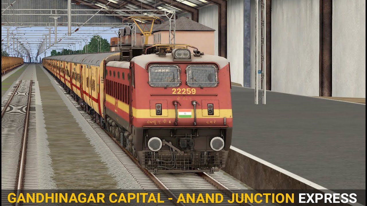 09276 Gandhinagar Capital - Anand Junction Express | Train Simulator | Rail Road Games - YouTube