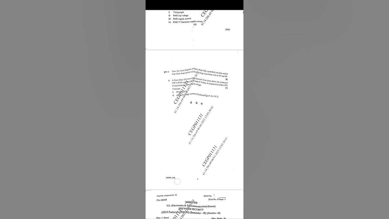 Sppu University Te Entc Sm6 Insem2019 Pattern Question Paper 2023 Youtube