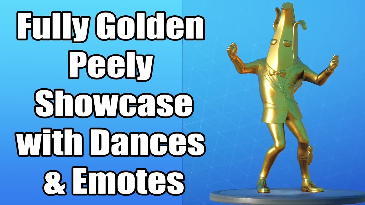 Fully Golden Peely Showcase with Fortnite Dances & Emotes - YouTube