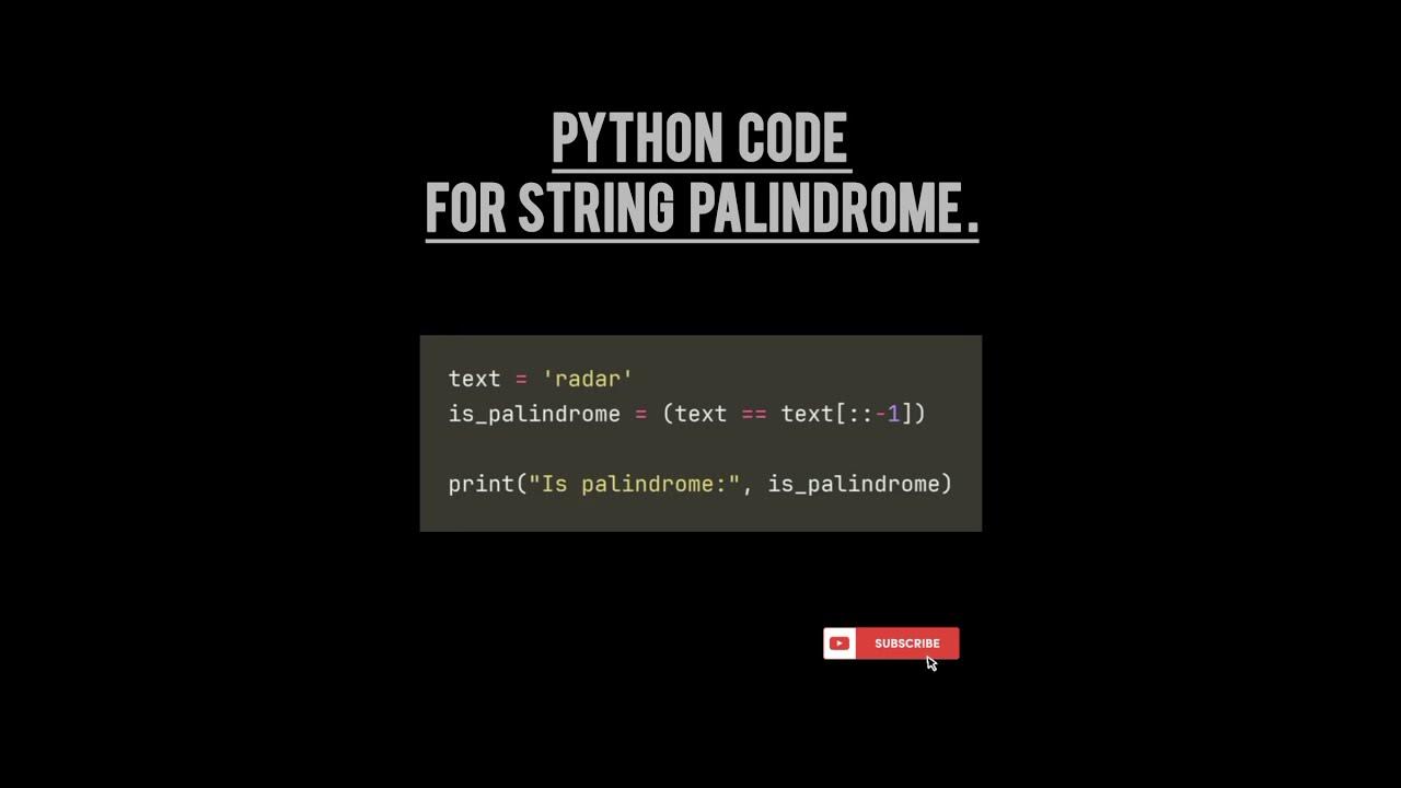 Palindrome code simplified! Subscribe for more ! #subscribe_share_like ...