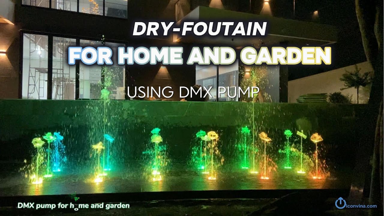 Dry fountain for home and garden using DMX pump, from ICONVINA - YouTube