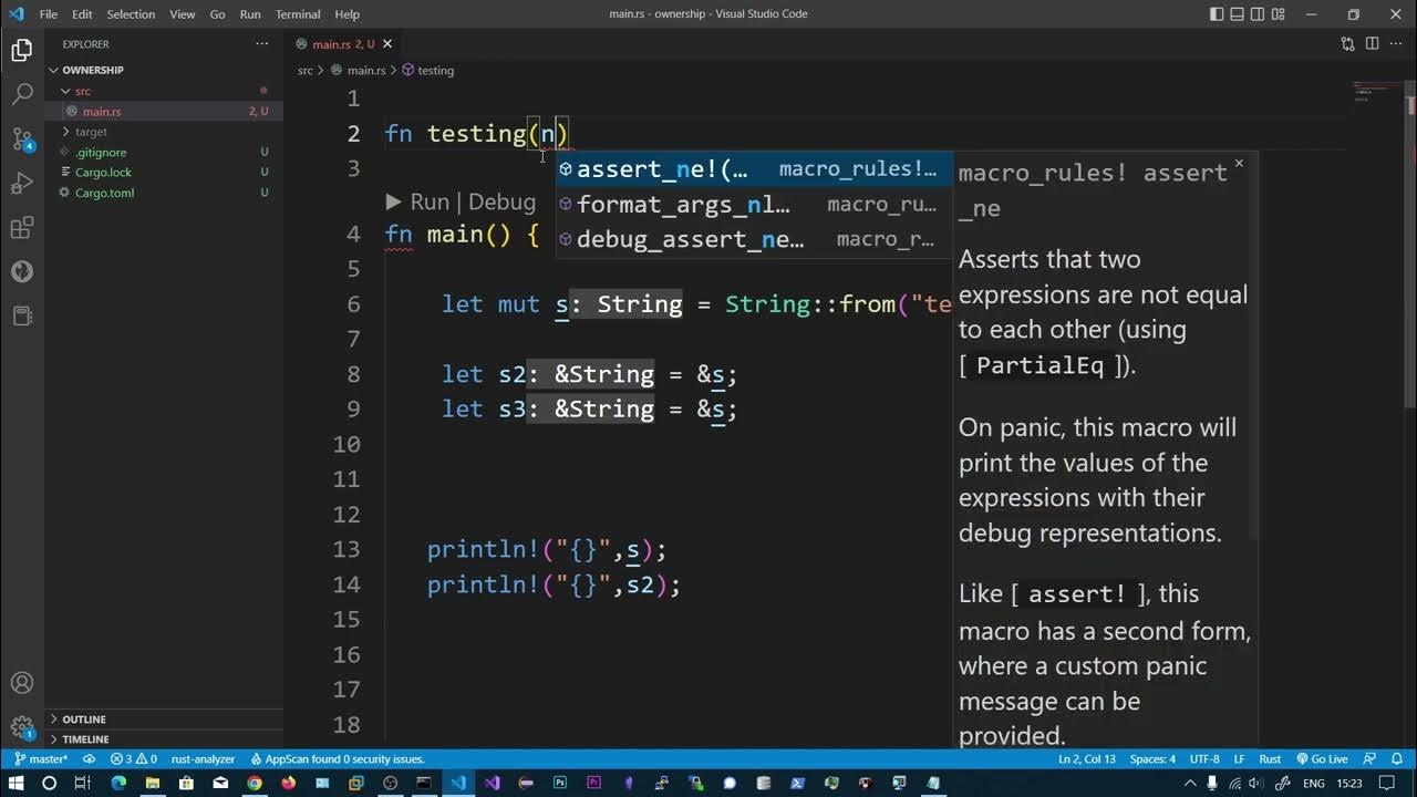 Rust Ownership Borrowing And Reference Youtube
