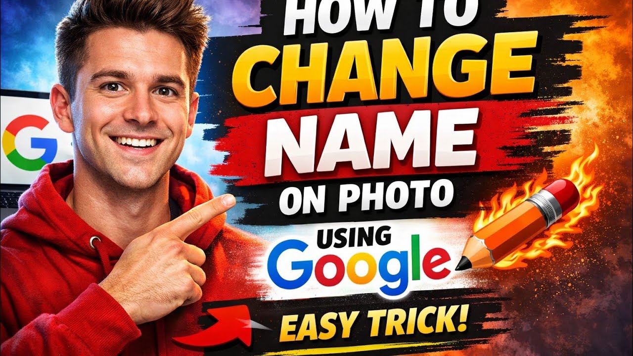 How to change name on photo using Google 🔥easy trick - YouTube