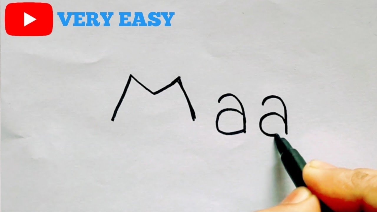 Beautiful drawing from word Maa / how to draw a beautiful drawing /easy ...