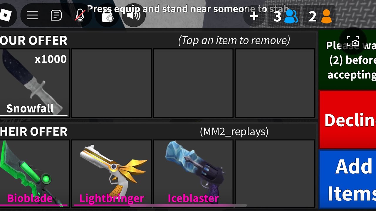 MM2 TRADE BIOBLADE LIGHTBRINGER ICEBLASTER WFL - YouTube